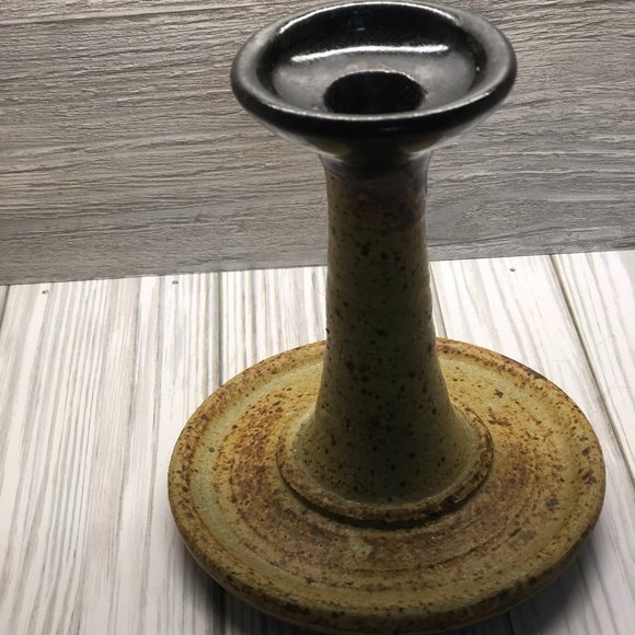 Source Unknown | Accents | Vintage Sandstone Coated Pottery Candlestick ...